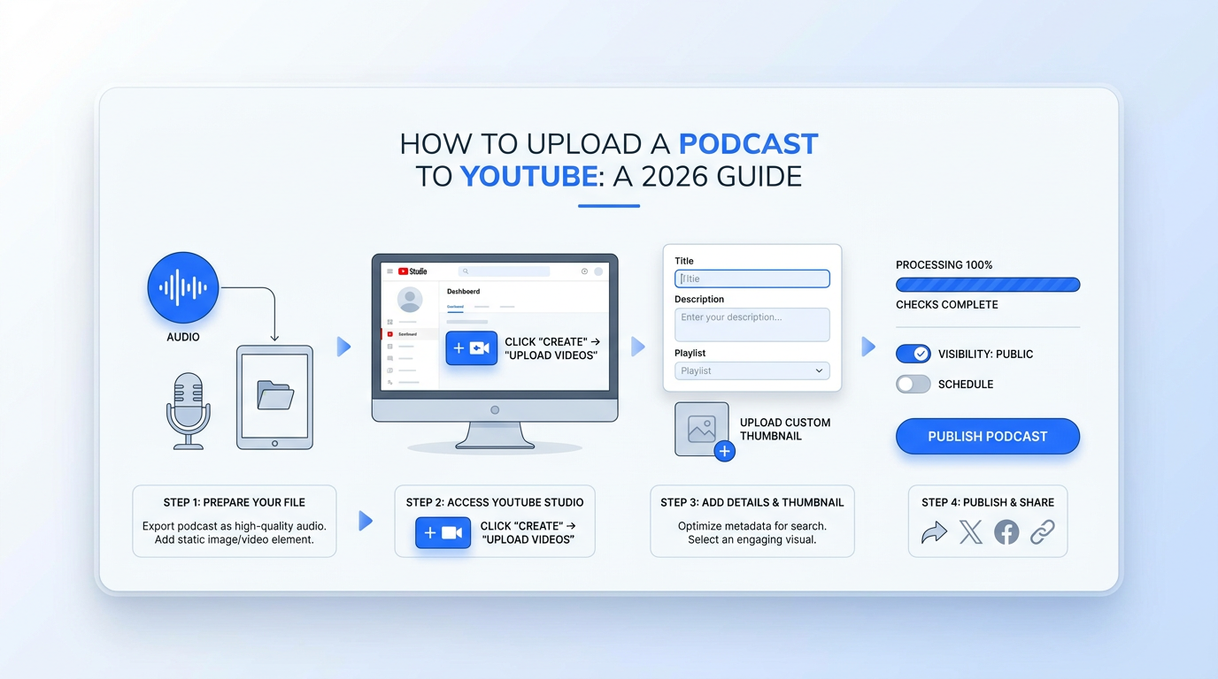 How to Upload a Podcast to YouTube: A 2026 Guide | SparkPod