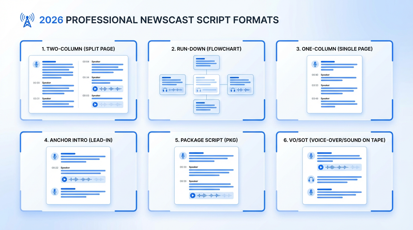 6 Professional Sample Newscast Script Formats for 2026 | SparkPod